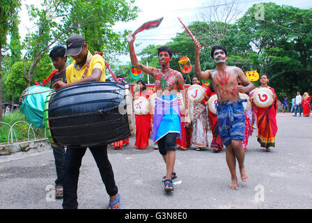 Sylhet, Bangladesh. 14th Apr, 2016. People take out a colorful ...