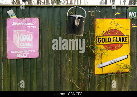 Vintage enamel advertising signs at Bygone Times antiques centre ...