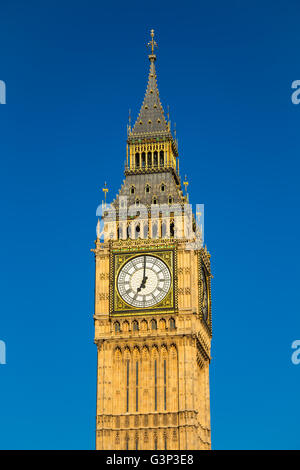 Big Ben closeup in London with blue sky Stock Photo - Alamy