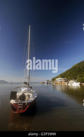 Boats moored in the Endeavour River. Cooktown, Queensland, Australia ...