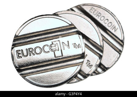 Eurocoin TM double groove token, used in a variety of vending machines ...