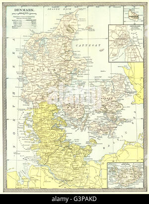 Antique Map of Denmark, Copenhagen and Iceland, 19th Century Stock ...