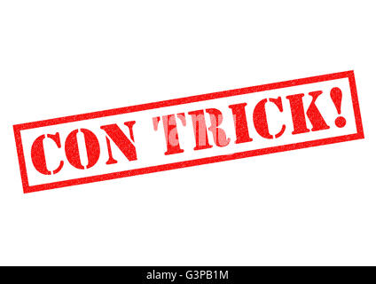CON TRICK! red Rubber Stamp over a white background Stock Photo - Alamy