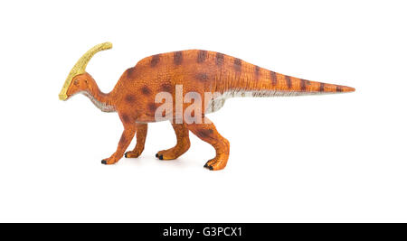 side view brown Parasaurolophus toy on a white background Stock Photo ...