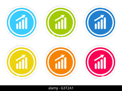 Set of rounded colorful icons with success symbol in blue, green ...