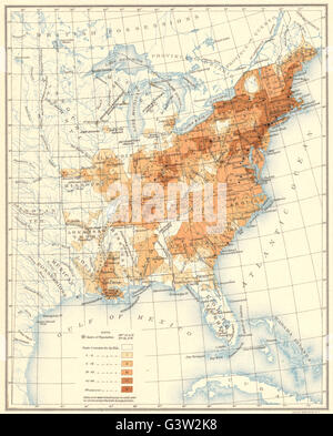 USA: Population distribution East of the 100th Meridian: 1860, 1900 old ...