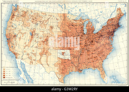 USA: Population distribution: 1900, 1900 antique map Stock Photo - Alamy