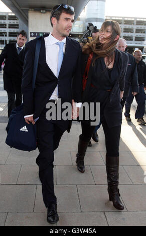 England Cricketer James Anderson with his wife Daniella and daughters ...