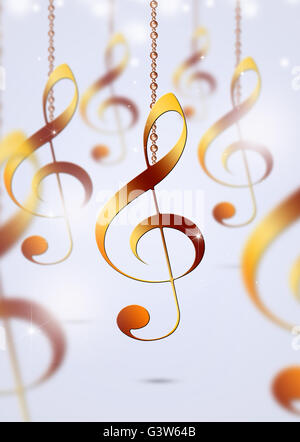 bright music background with golden music notes Stock Photo - Alamy