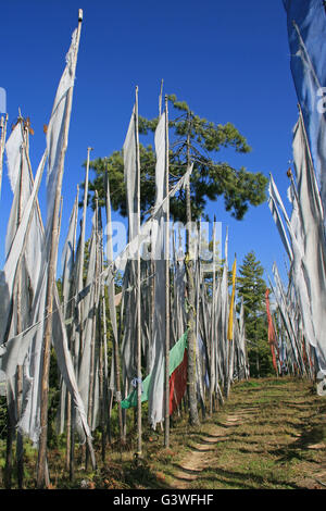 buddhist banners and prayer flags in bhutan Stock Photo - Alamy