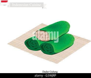 A vector illustration of a Dadar gulung traditional snack isolated on a ...