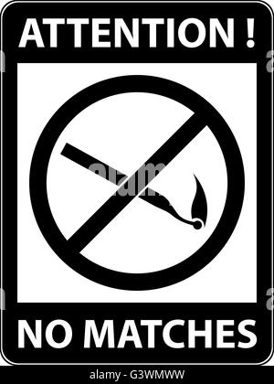 Ban burning match symbol. No fire matchstick, exclusion and prohibition ...
