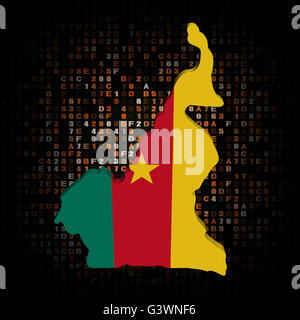 Cameroon map flag on hex code illustration Stock Photo - Alamy