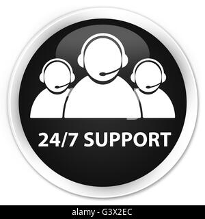 24/7 Support (customer care team icon) isolated on 3d orange round ...