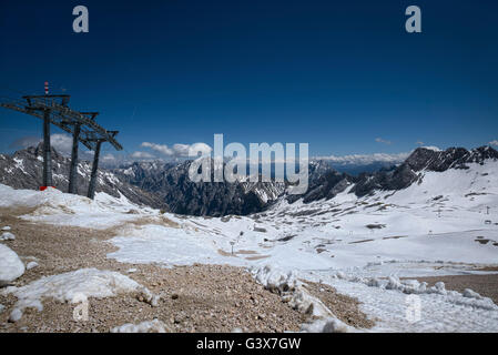 The Zugspitze Zugspitzplatt plateau in summer with restaurants ...