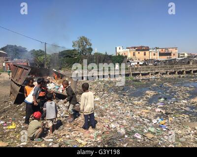 A picture dated 19 April 2016 shows the slum of Antananarivo ...
