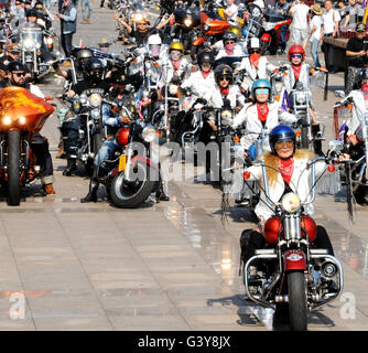 Lianyungang, China's Jiangsu Province. 17th June, 2016. Motorcyclists ...