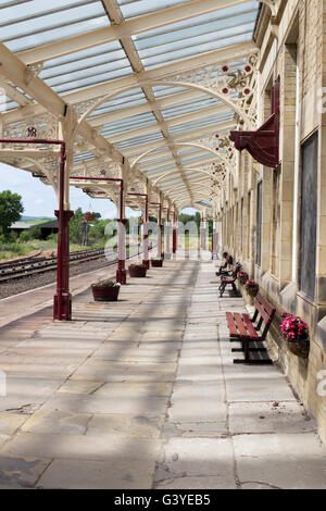 Platform at Hellifield railway station in North Yorkshire, England ...