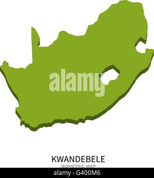 Detailed map of KwaNdebele and capital city KwaMhlanga with flag on ...