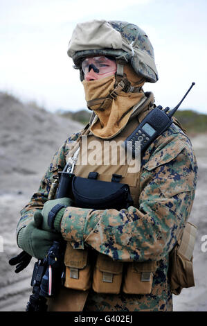 U.S. Marine provides security at Camp Leatherneck, Afghanistan Stock ...