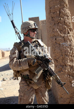 US Marines provides security during a combined presence patrol August ...