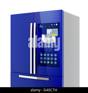 Smart refrigerator with LCD screen for monitoring. User can chat to ...