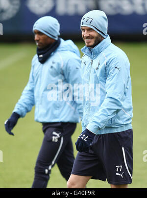 David Beckham trains with the Tottenham Hotspur football team at their ...