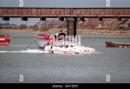 Inventor Tim Dutton with his carboat, the Dutton Mariner, in and around ...