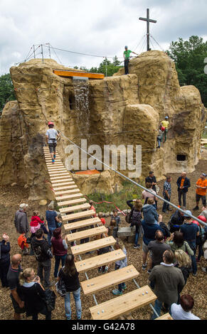Strausberg, Germany. 18th June, 2016. An artificial mount with a summit ...