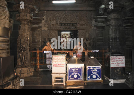 Interior view of the main shrine of god Vishnu, Chennakeshava temple ...