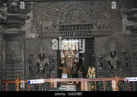 Interior view of the main shrine of god Vishnu, Chennakeshava temple ...