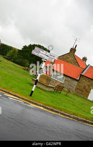Road Signpost in Goathland Village on the North Yorkshire Moors Stock ...