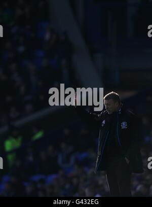 David Moyes (Everton manager) at the Chelsea v Everton EPL match, at ...