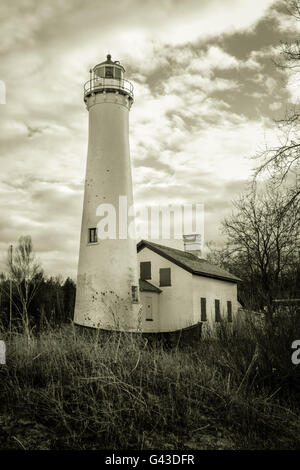 Sturgeon Point Lighthouse on Lake Huron near Harrisville Michigan Stock ...