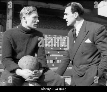 Frank Swift (Right) former Manchester Goalkeeper seen here talking with ...