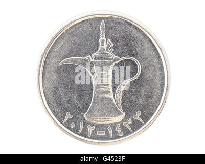 UAE 1 Dirham Coin isolated on white background, year of Zayed 2018 ...