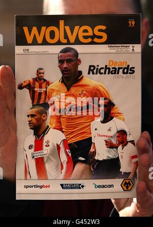 Tottenham Hotspur matchday programmes on sale outside the ground before ...