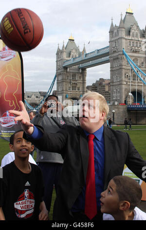Boris Johnson. Launch of NBA Basketball Week, Potters Field Park ...