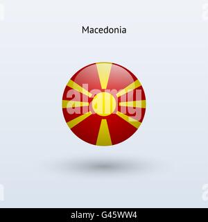 Macedonia waving flag, round circle sticker badge, heart shaped icon ...