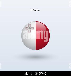 Malta flag - circle vector flag isolated on checkerboard transparent ...