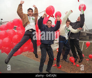 Boy band "Upside Down", (L-R) Richard Micallef, Giles Kristian, Chris ...