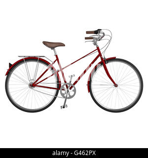 Red Bicycle side view, 3D rendering isolated on white background Stock ...