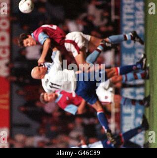 Middlesbrough's Fabrizio Ravanelli clears from Chelsea's Franck Lebouef ...