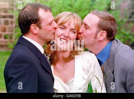 Radio 1 DJ Mark Radcliffe with his new wife Bella after their marriage ...