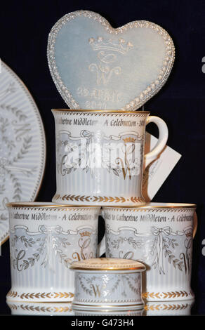 The official Royal wedding commemorative China range is displayed at ...