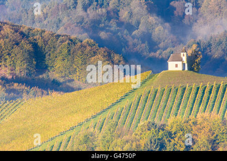 Vineyards and Dreisiebner Chapel - South Styrian Wine Road, Austria ...