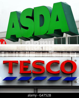 Shoppers and offer signs at Tesco Supermarket, UK Stock Photo - Alamy