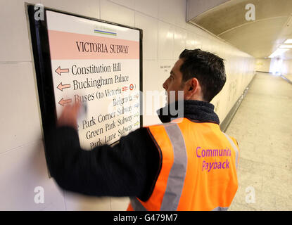 Community Payback sign Stock Photo - Alamy