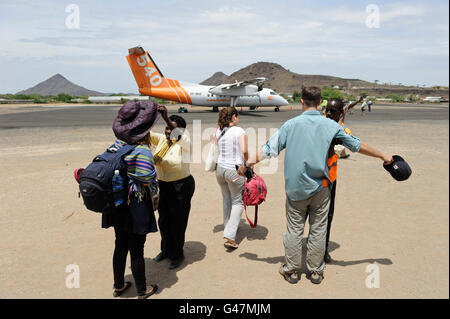 KENYA Turkana, airport Lodwar, security check for aircraft fly540 Stock ...