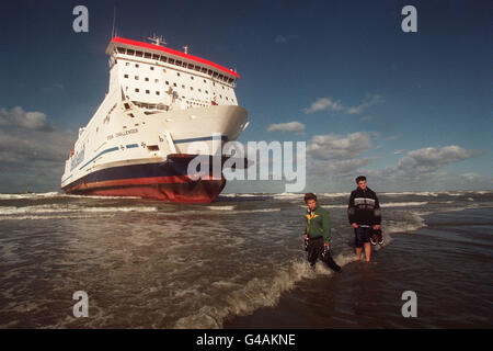 Stena Challenger Sealink ferry which ran aground on sandbanks outside ...